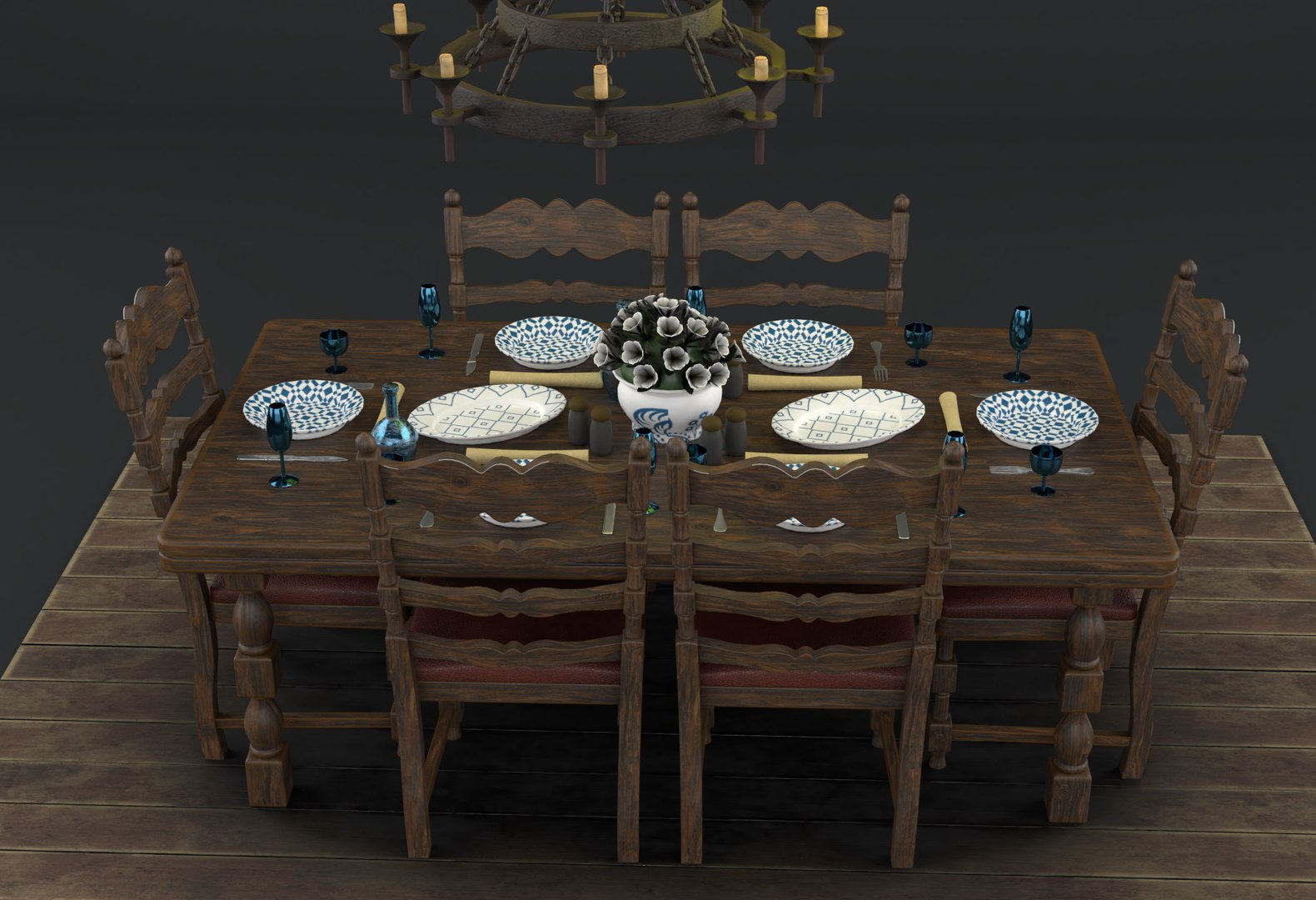 Medieval Dining Table Chair 3D Model - TurboSquid 1684496