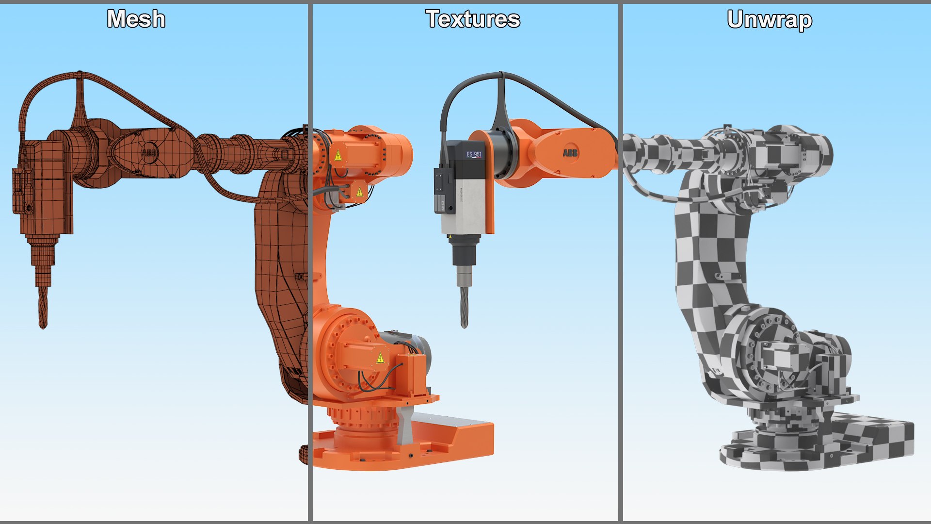 3D ABB 7600 Industrial Robot With Drilling Tool Orange Rigged ...