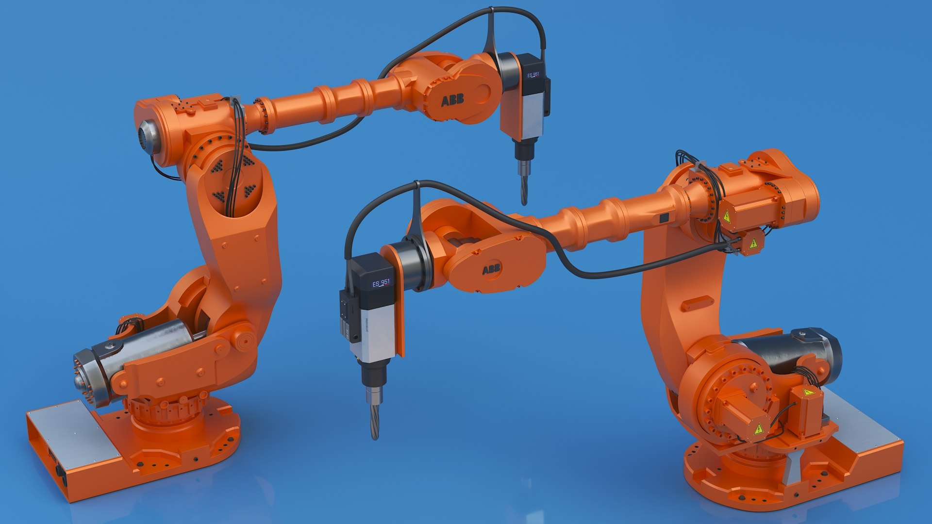 3D ABB 7600 Industrial Robot With Drilling Tool Orange Rigged ...