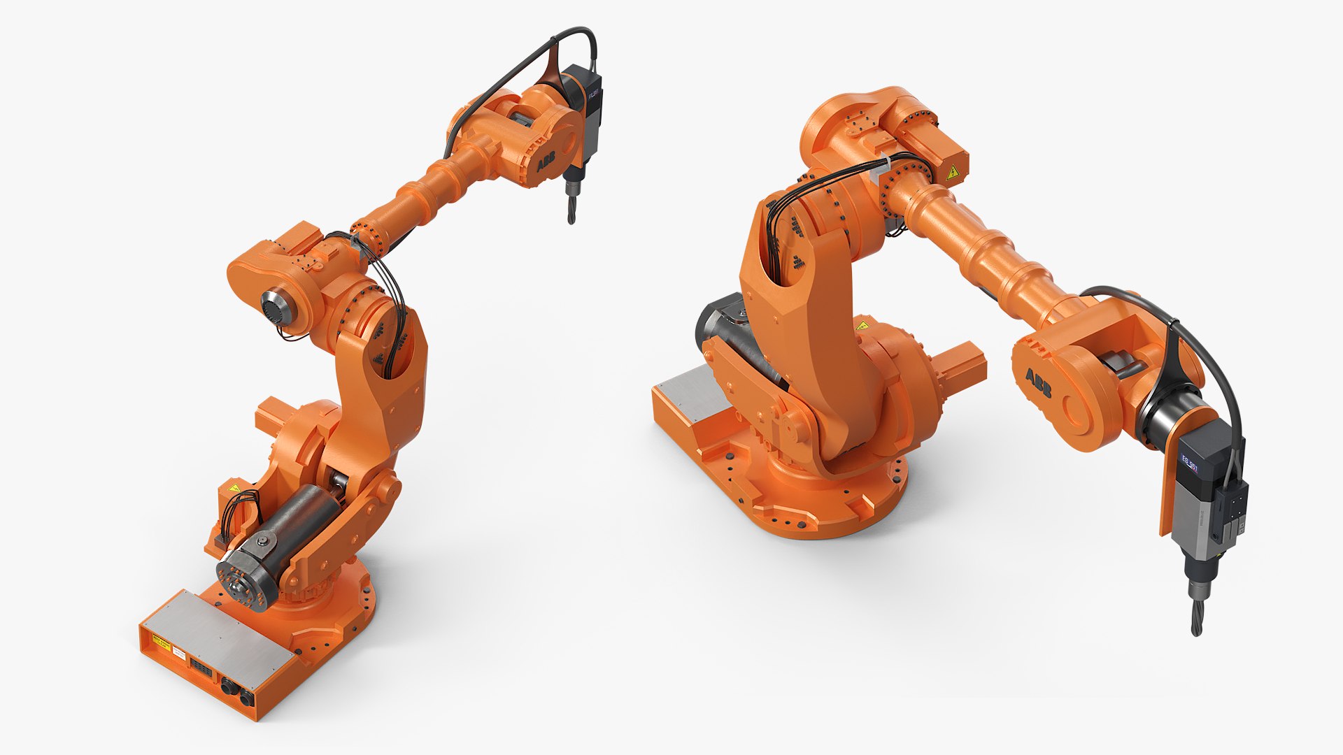 3D ABB 7600 Industrial Robot With Drilling Tool Orange Rigged ...