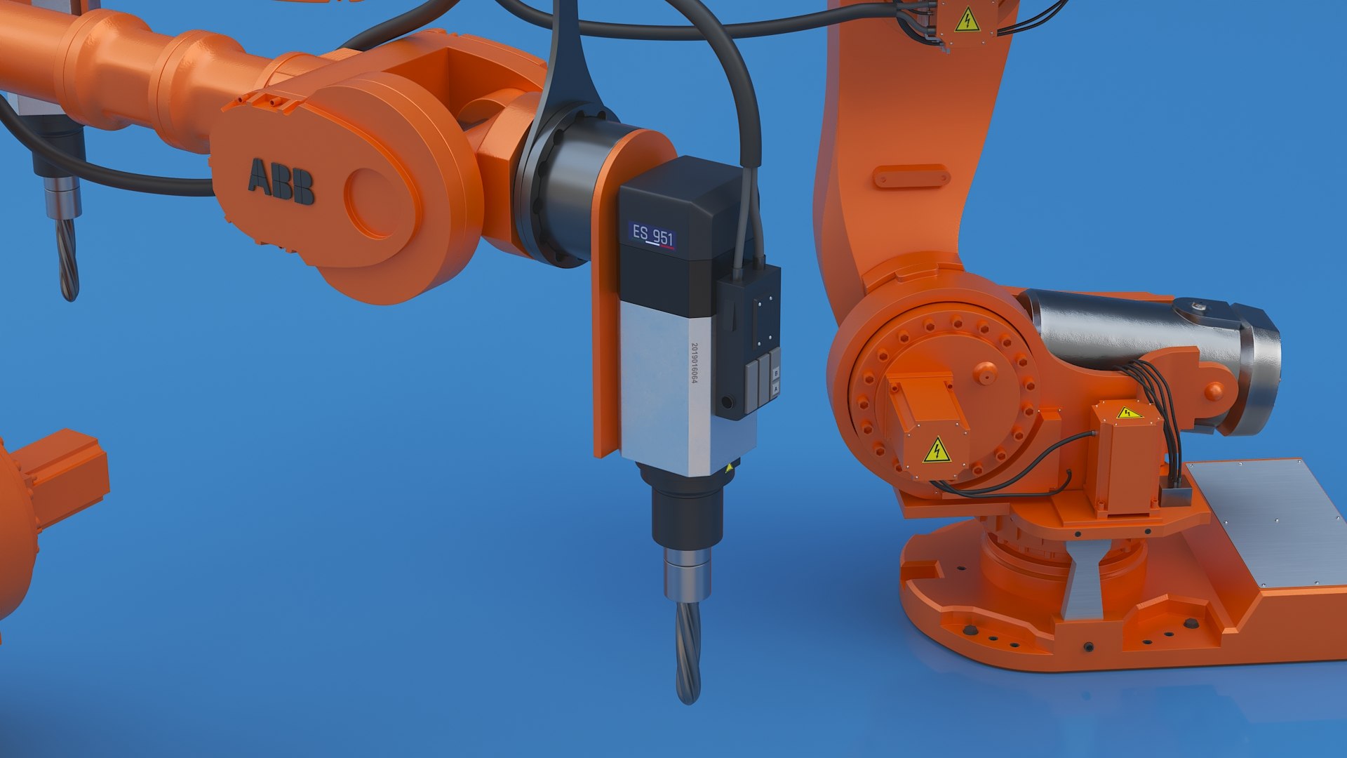 3D ABB 7600 Industrial Robot With Drilling Tool Orange Rigged ...