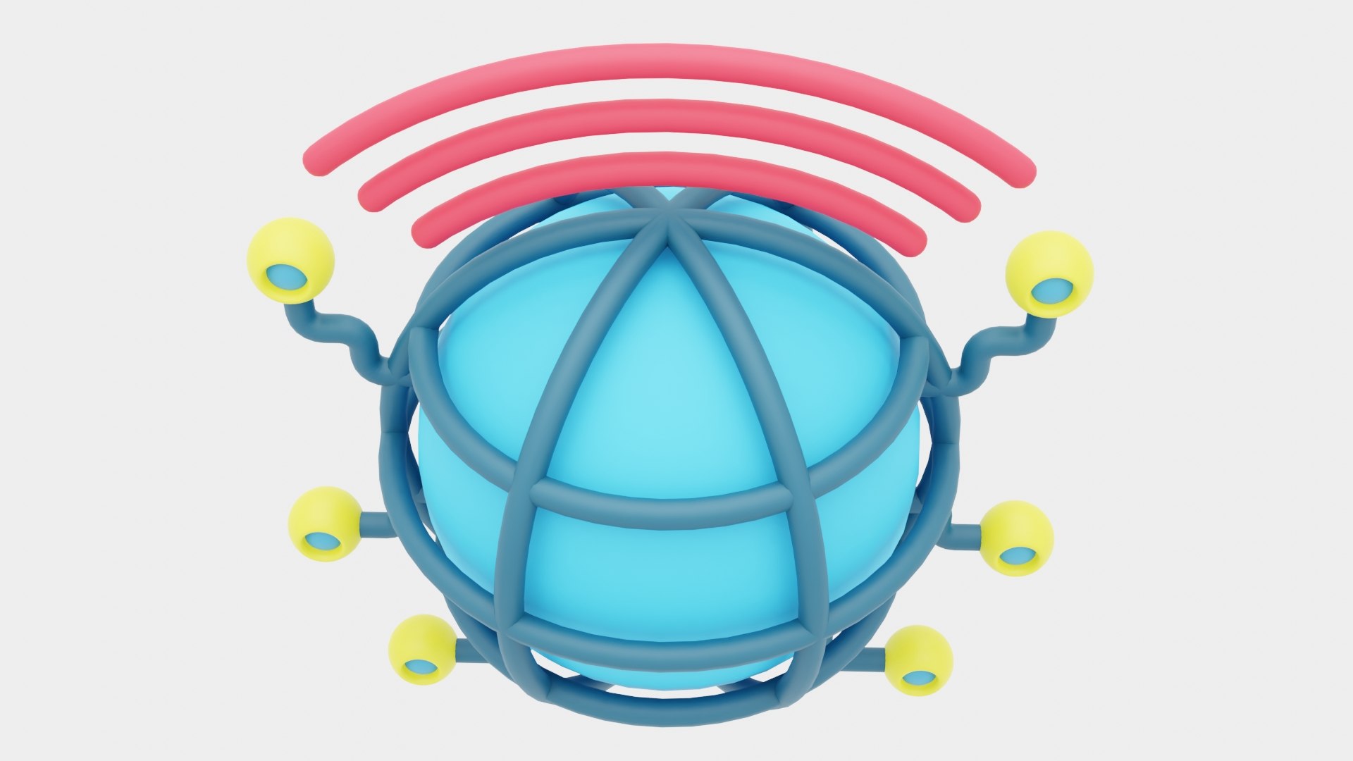 Internet Network 3d Icon Represented With Wire Frame Globe And Wireless ...