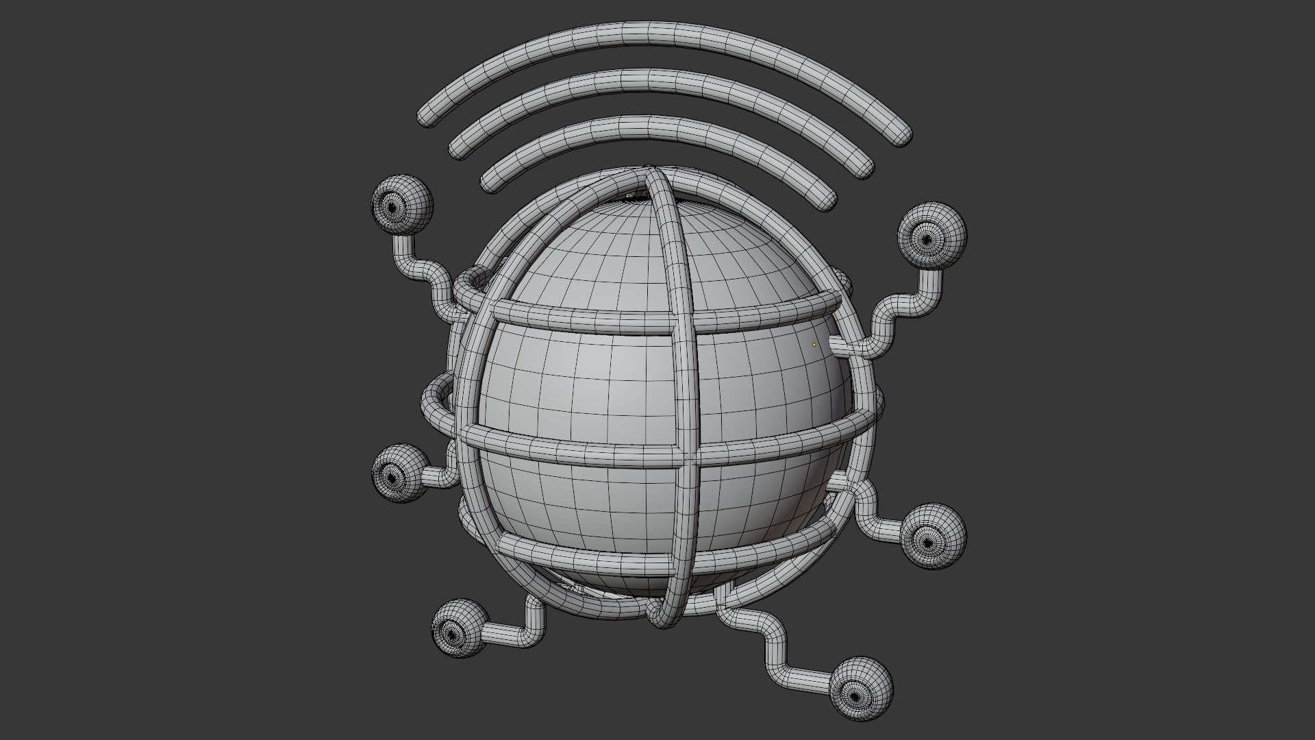 Internet Network 3d Icon Represented With Wire Frame Globe And Wireless ...