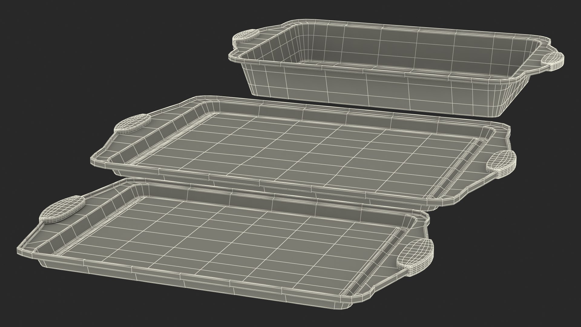 Baking Trays Set model - TurboSquid 1981363