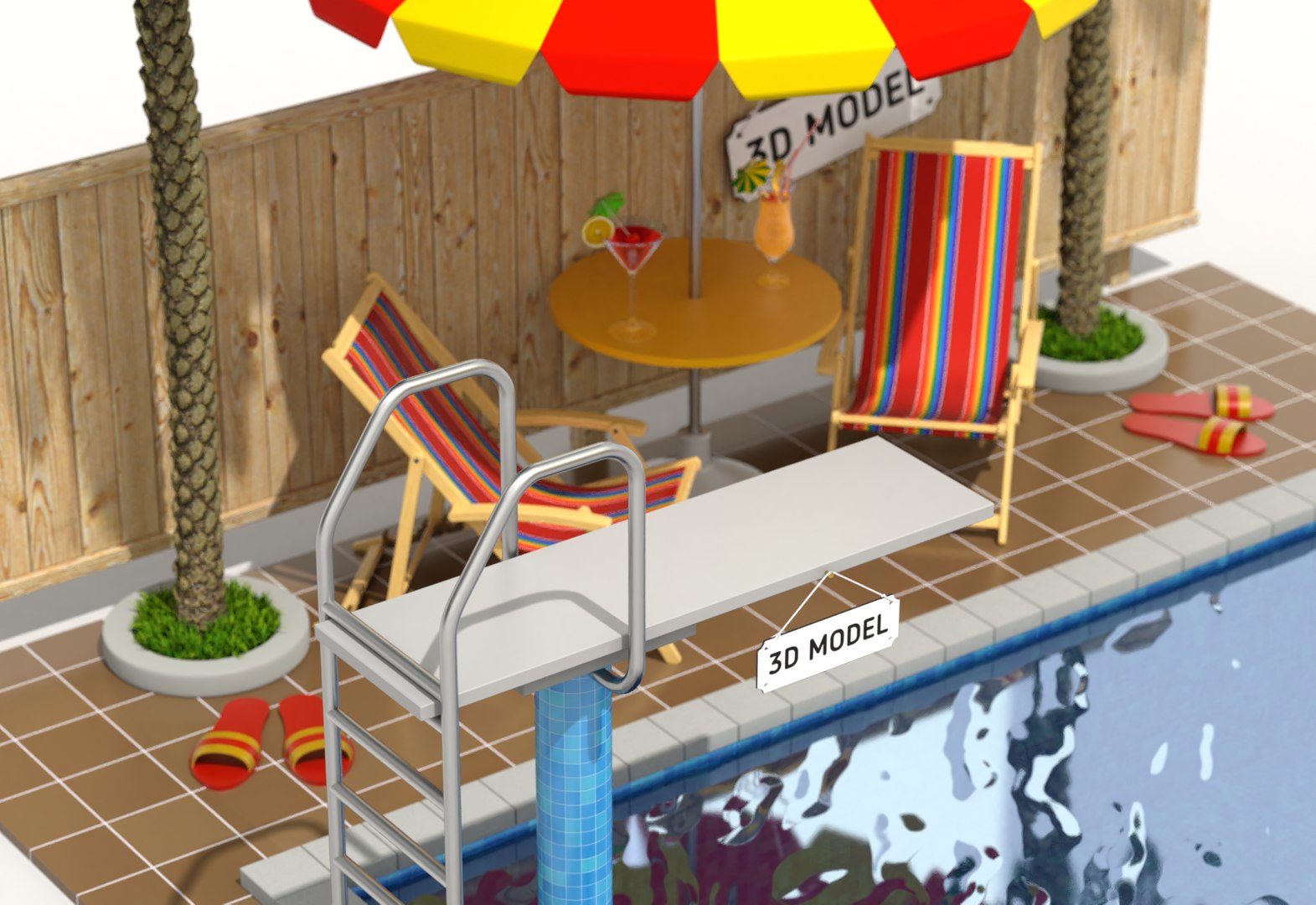 Pool Scene 3D Model - TurboSquid 2009440