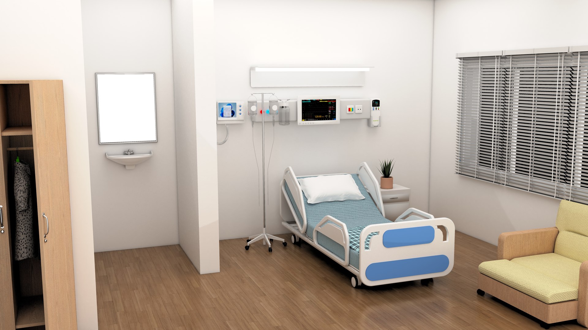 3D Model Patient Room 8K - TurboSquid 2336633
