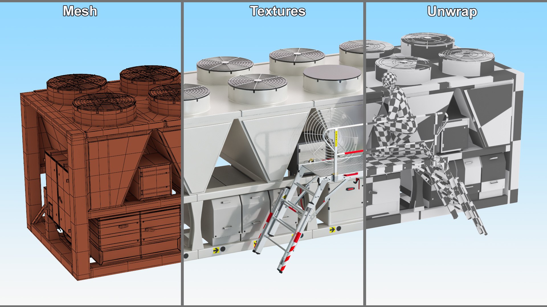 3D Industrial HVAC Unit With Engineer Repairing Model - TurboSquid 2328296