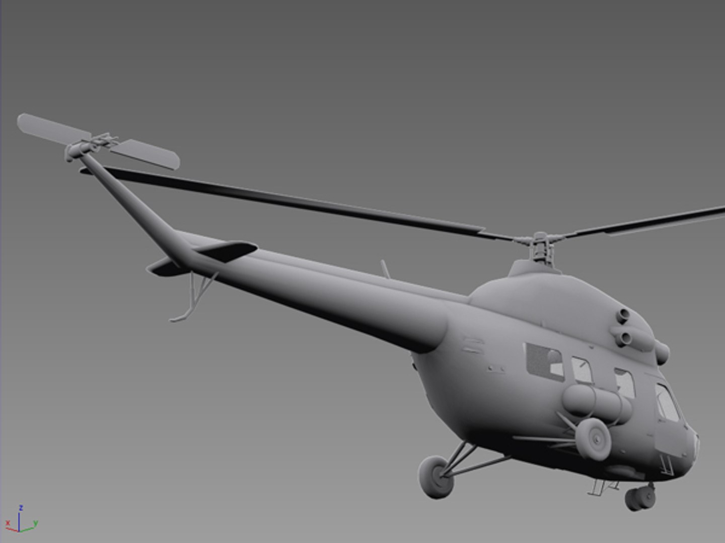 3d Obj Mil Mi-2 Helicopter