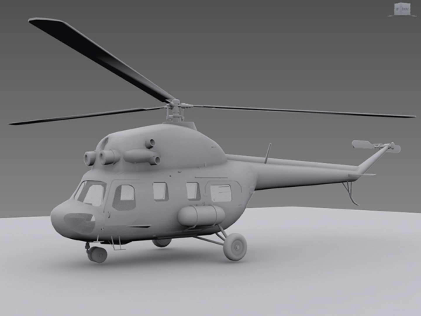 3d Obj Mil Mi-2 Helicopter