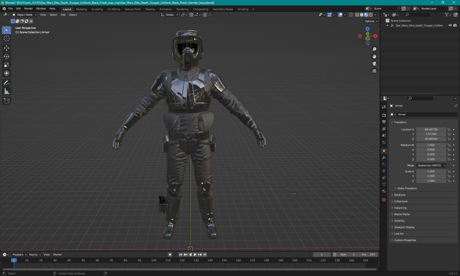 Star Wars Elite Death Trooper Uniform Black Finish 3D - TurboSquid 2417334