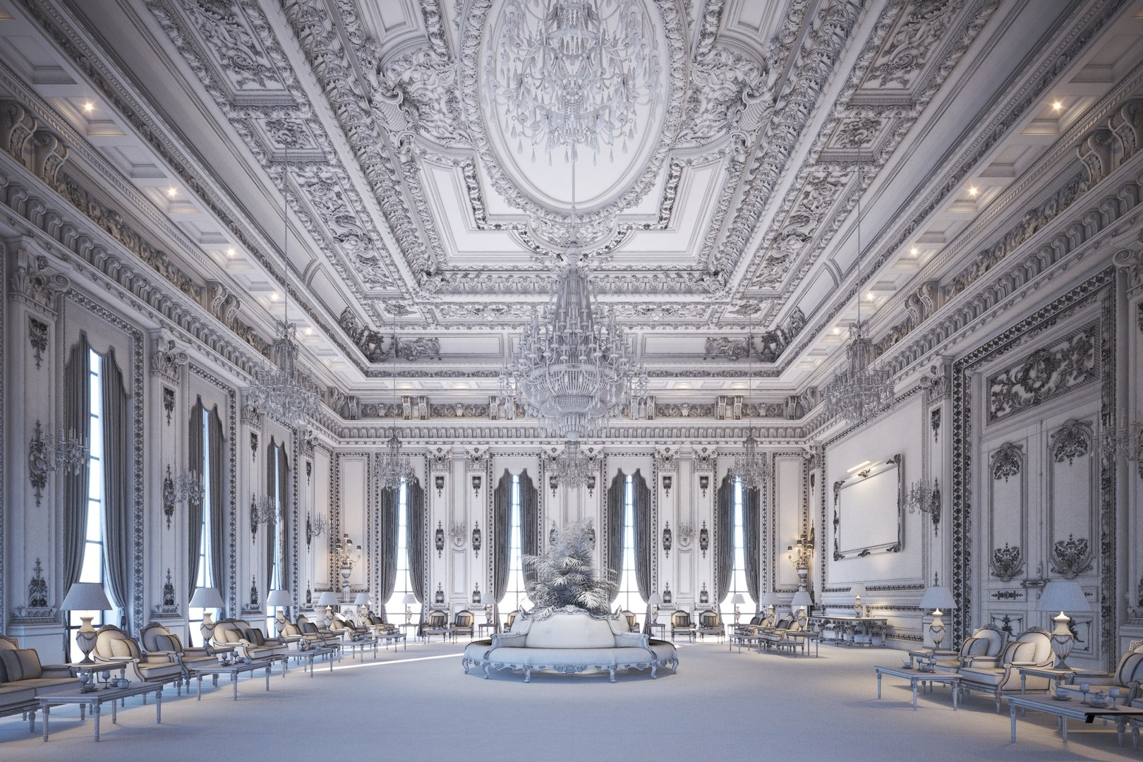3D Model Royal Reception Hall - TurboSquid 2155837