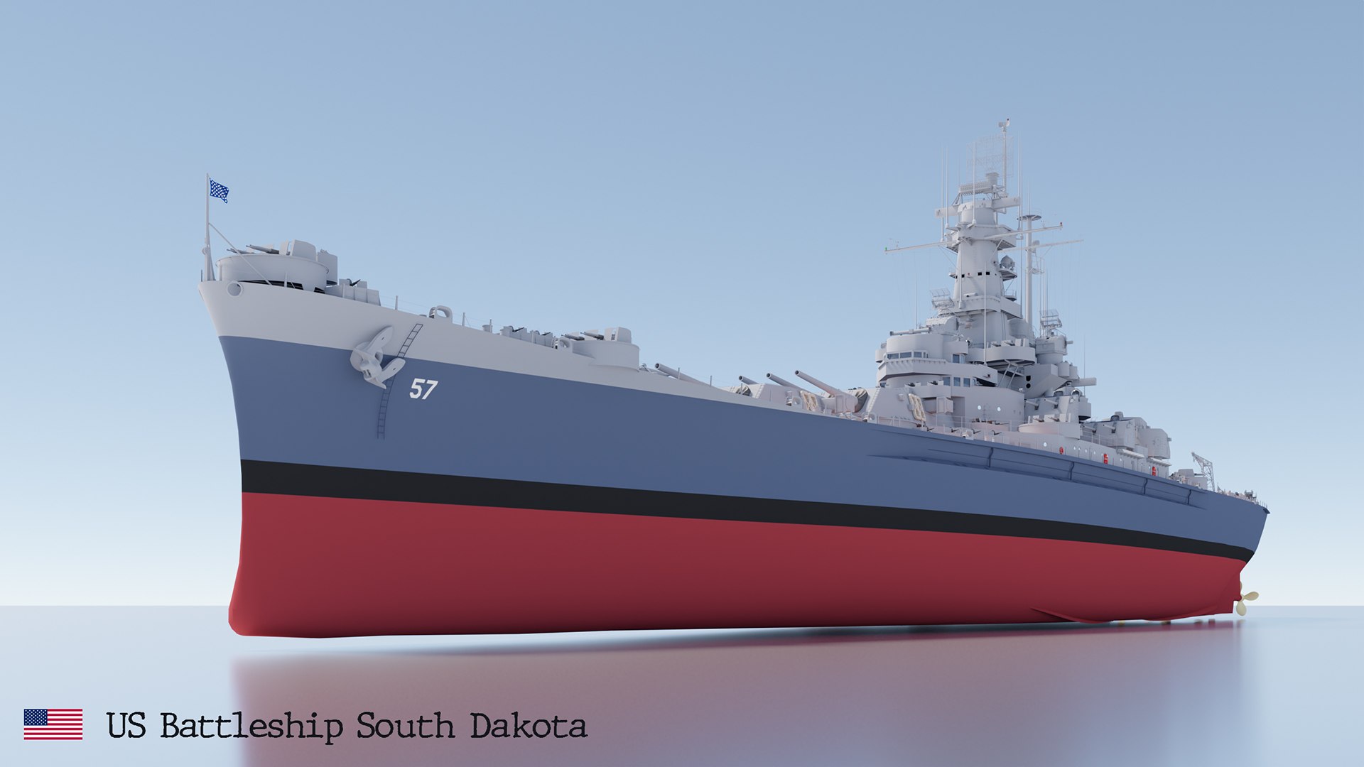 3D Uss South Dakota Battleship Model - TurboSquid 1357443
