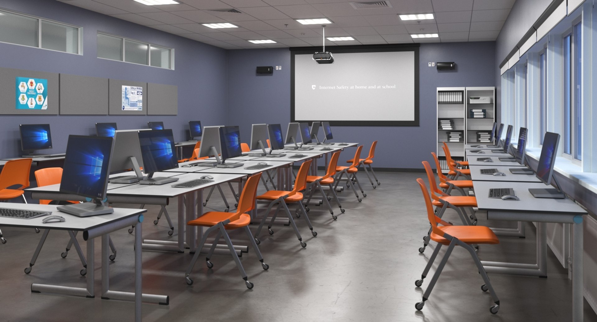 Realistic omputer classroom 3D model - TurboSquid 1400952