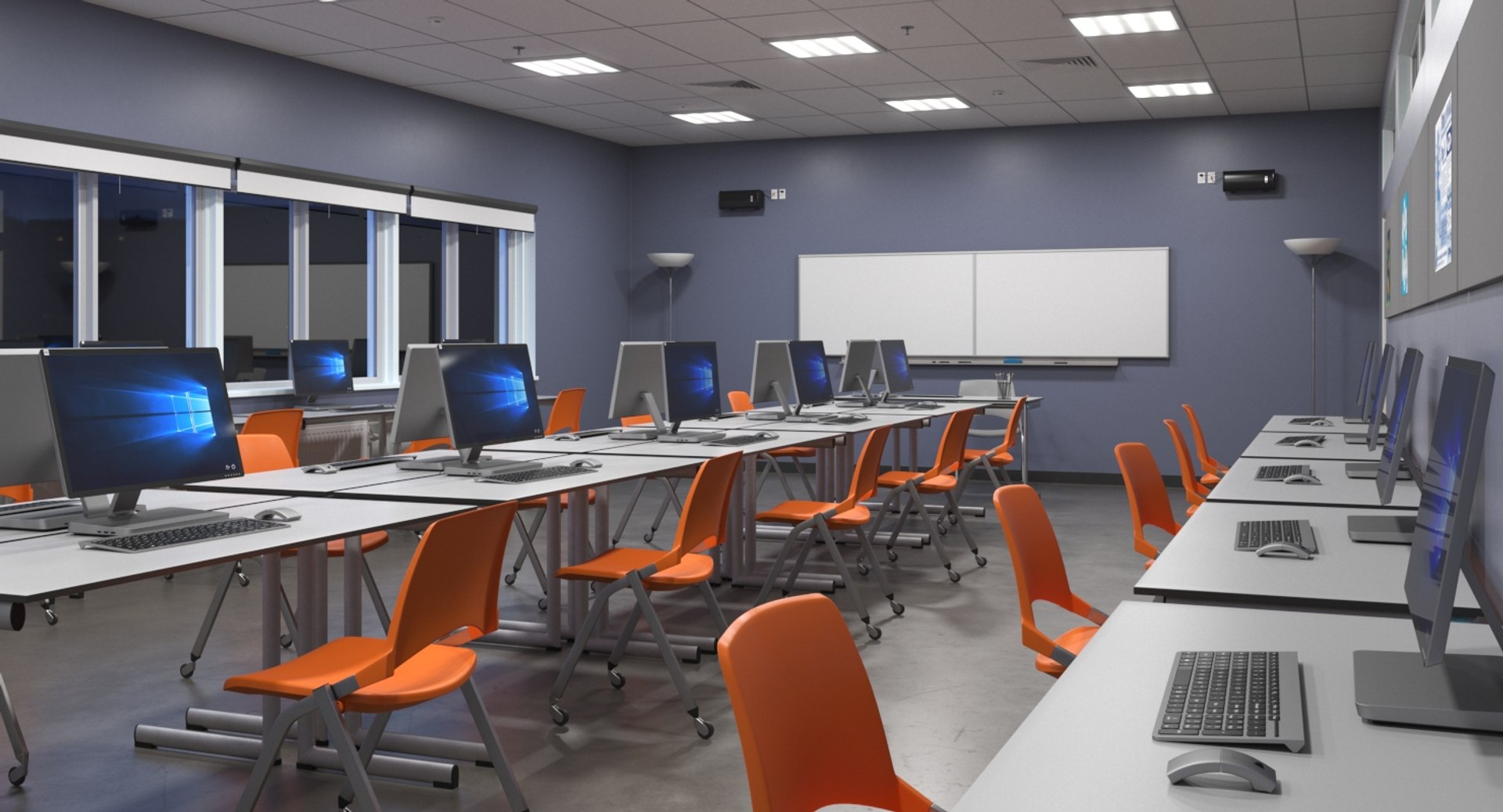 Realistic omputer classroom 3D model - TurboSquid 1400952