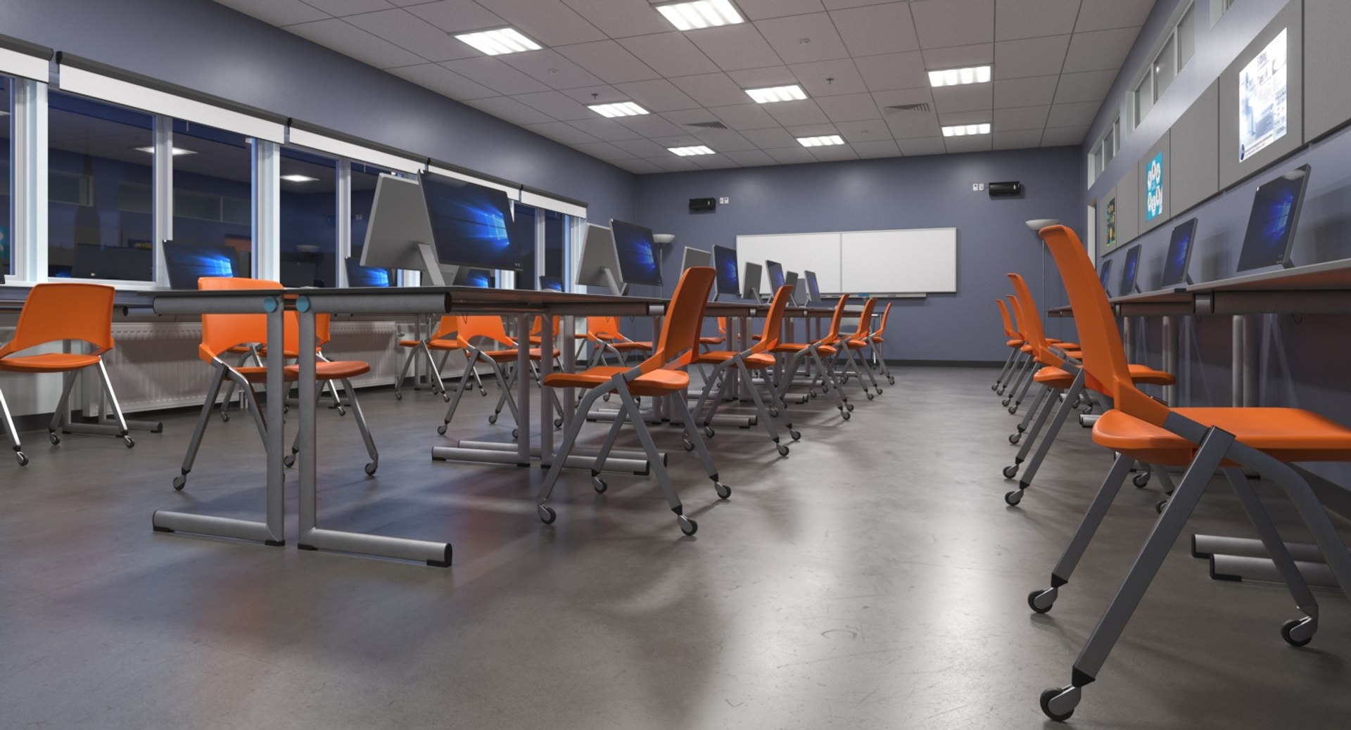 Realistic omputer classroom 3D model - TurboSquid 1400952