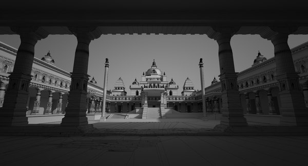 asian buddhist architecture 3d model