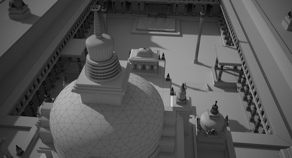 asian buddhist architecture 3d model