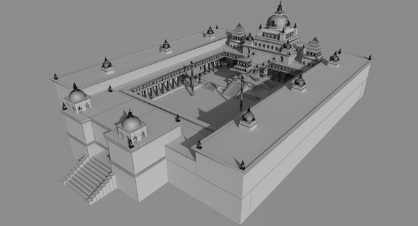 asian buddhist architecture 3d model