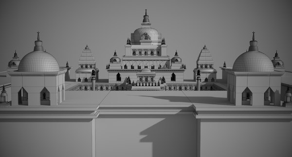 asian buddhist architecture 3d model