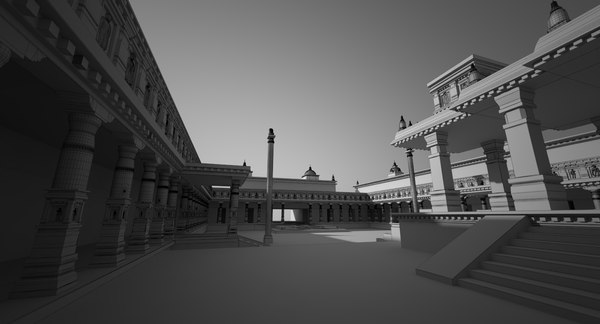 asian buddhist architecture 3d model