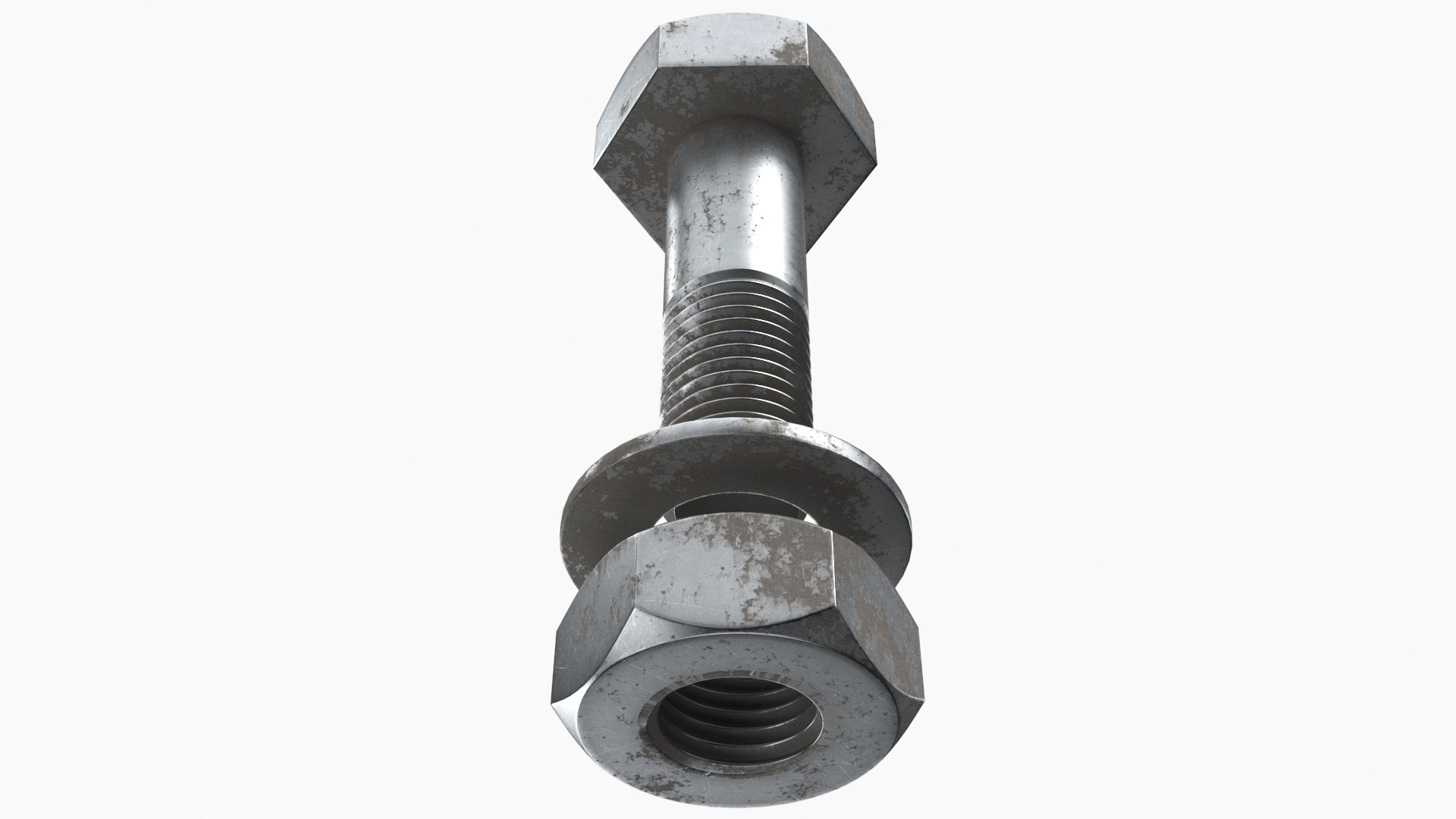 3D model Rusted Steel Hex Bolt Nut Washer - Set - TurboSquid 2116249