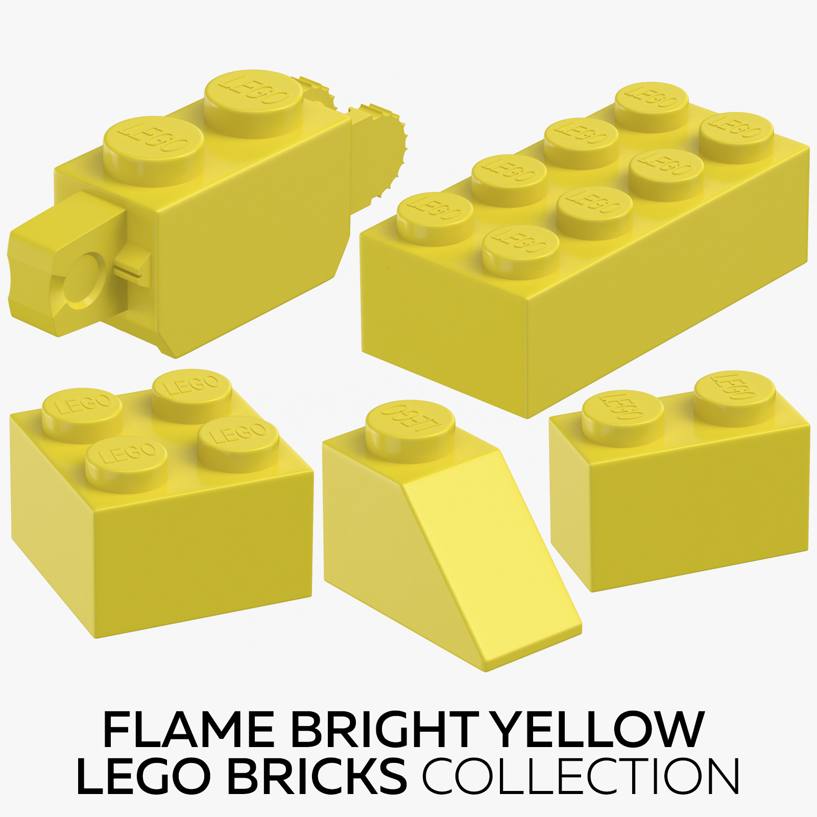 3D flame bright yellow lego bricks - TurboSquid 1492416