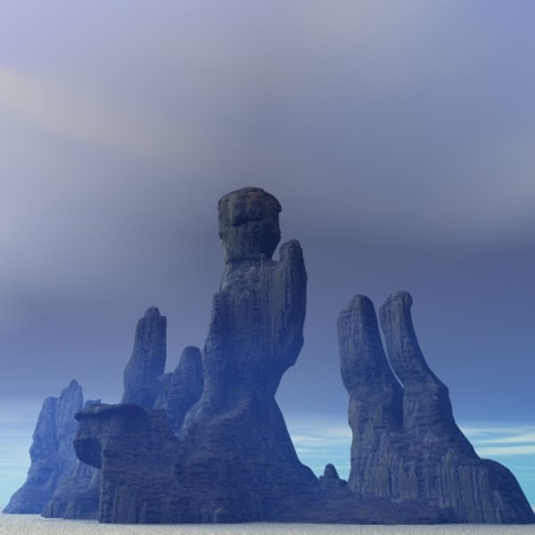 alien desert terrain rock 3d model