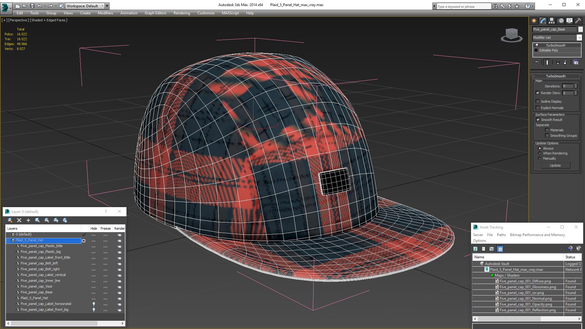 3D Plaid 5 Panel Hat - TurboSquid 1784351