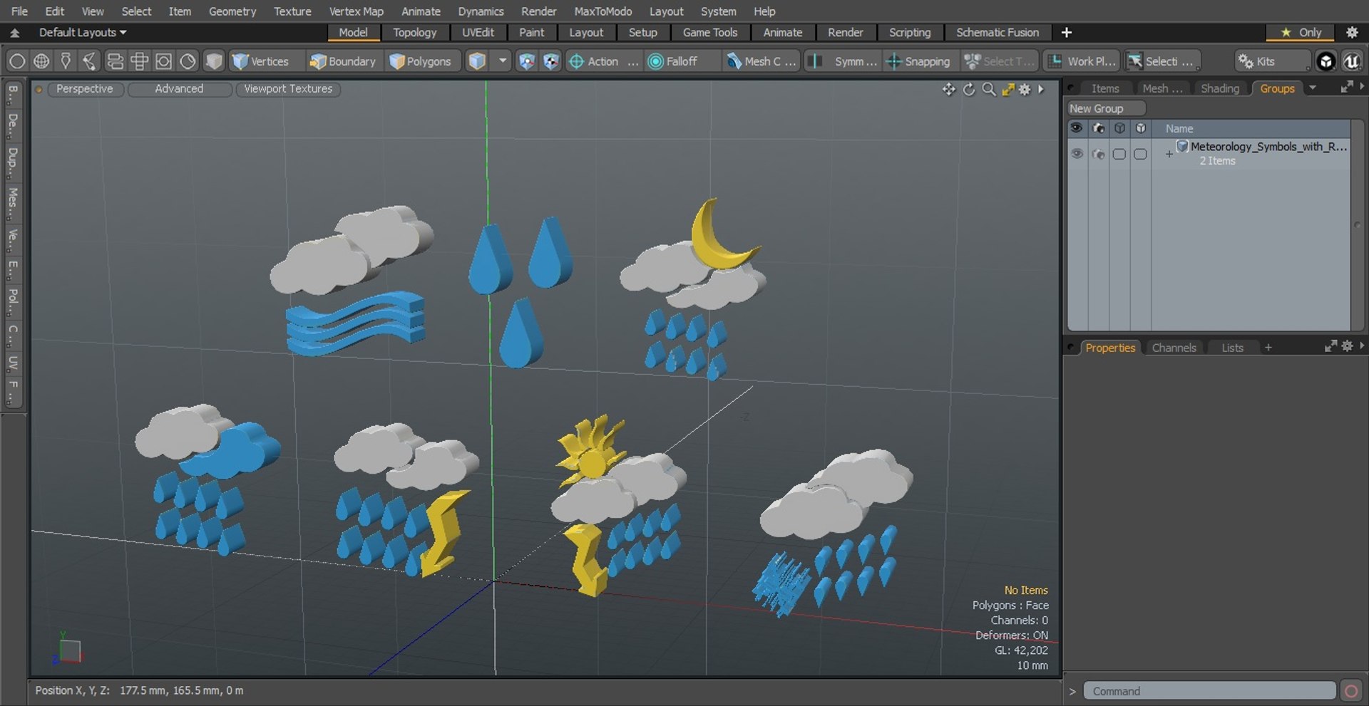 3D Model Meteorology Symbols With Rain And Wind Set - TurboSquid 2083621