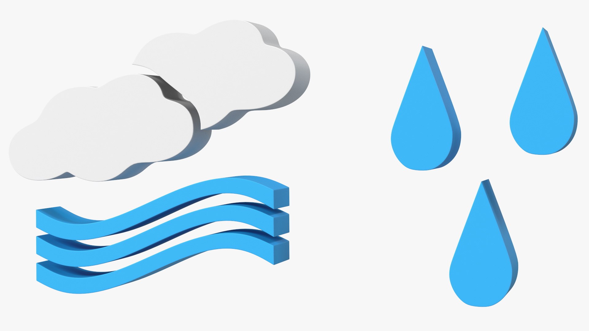 3D Model Meteorology Symbols With Rain And Wind Set - TurboSquid 2083621