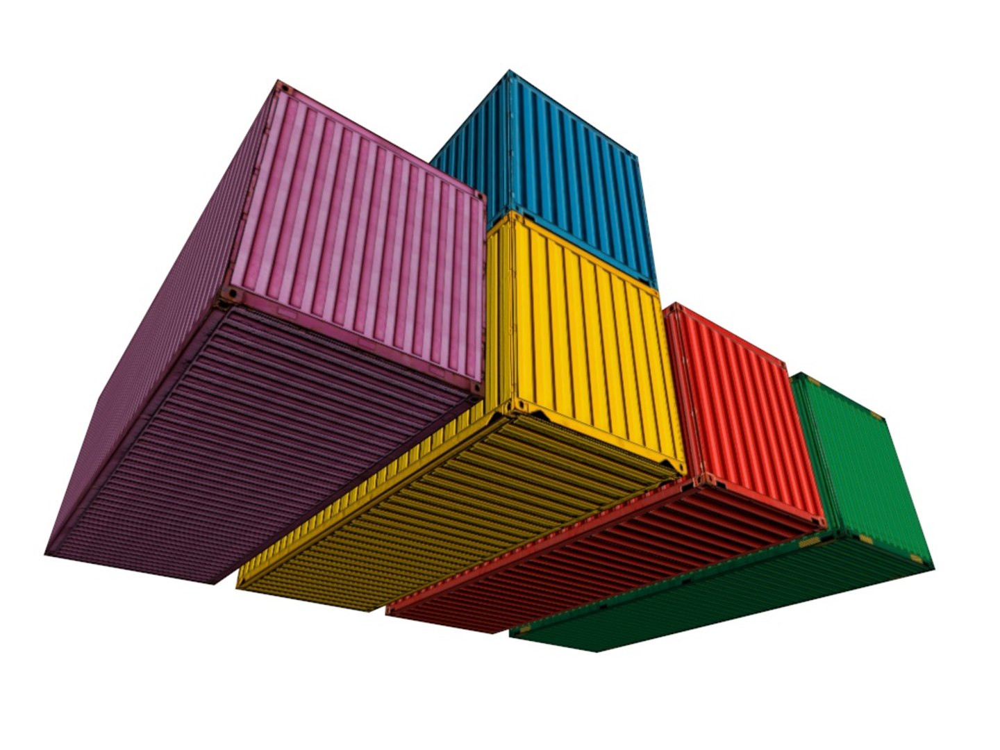 3d Cargo Container Combine Model