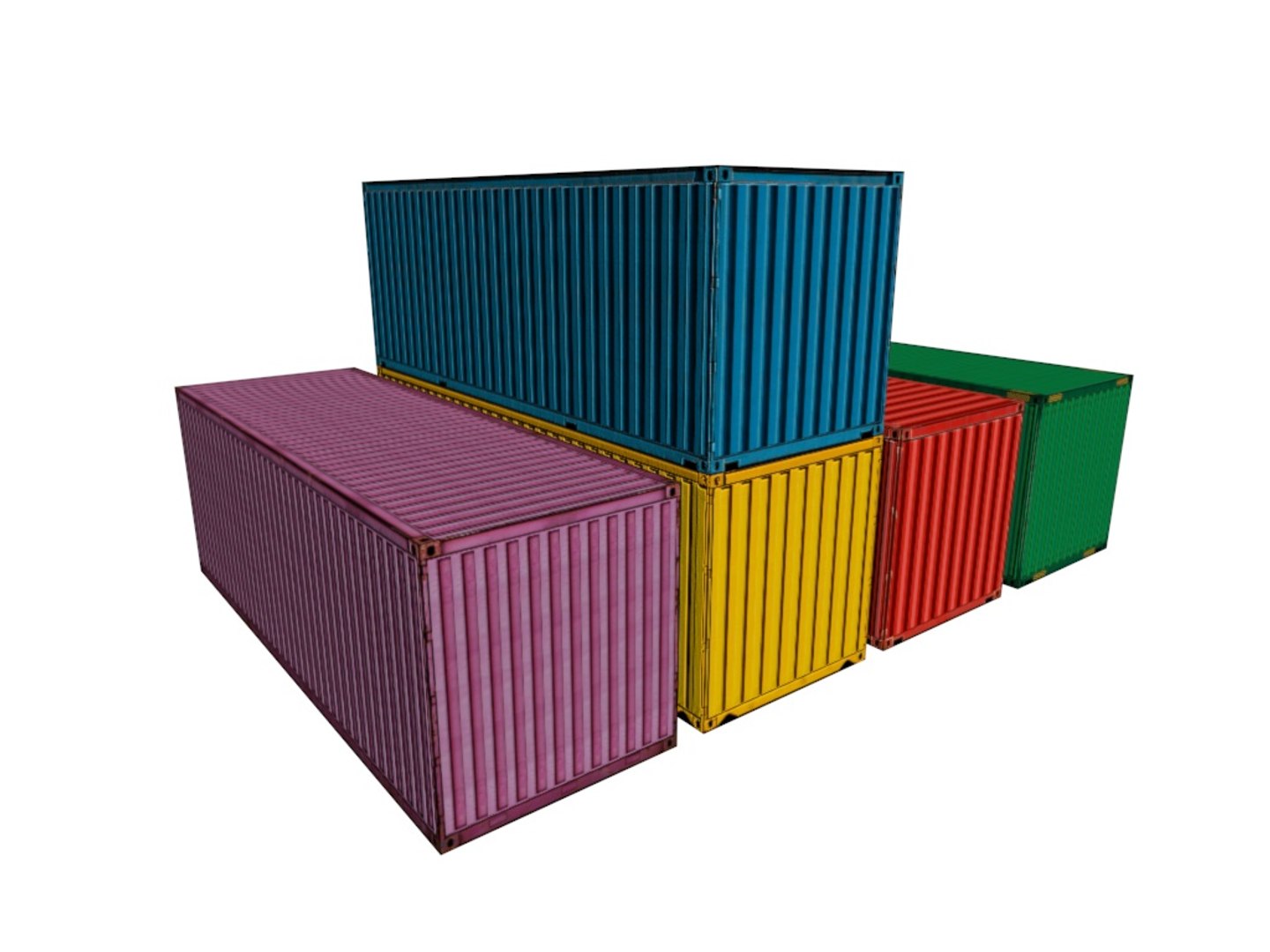 3d Cargo Container Combine Model