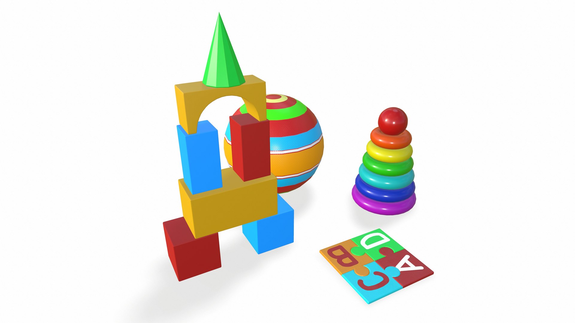 3D Model Set Simple Children Toys - TurboSquid 1701582