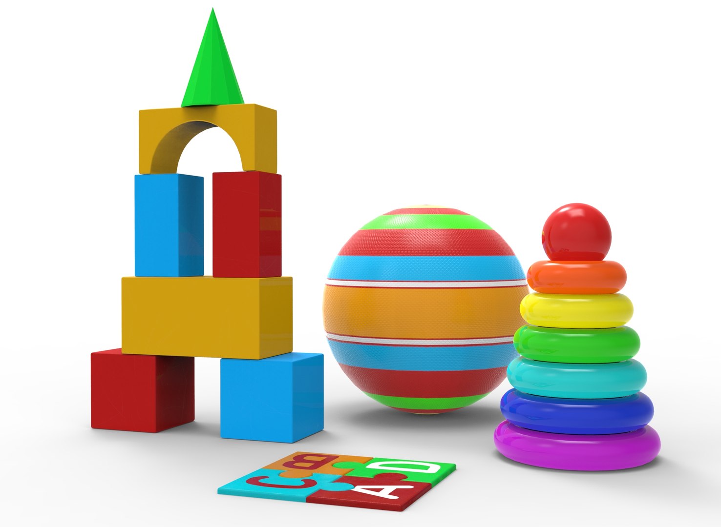 3D model set simple children toys - TurboSquid 1701582