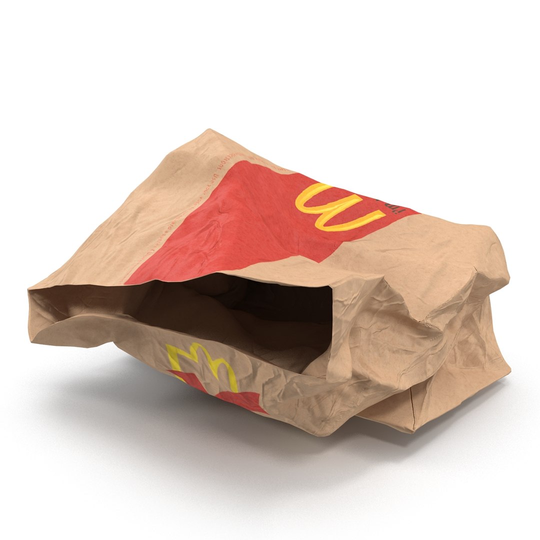 crumpled fast food paper bag max