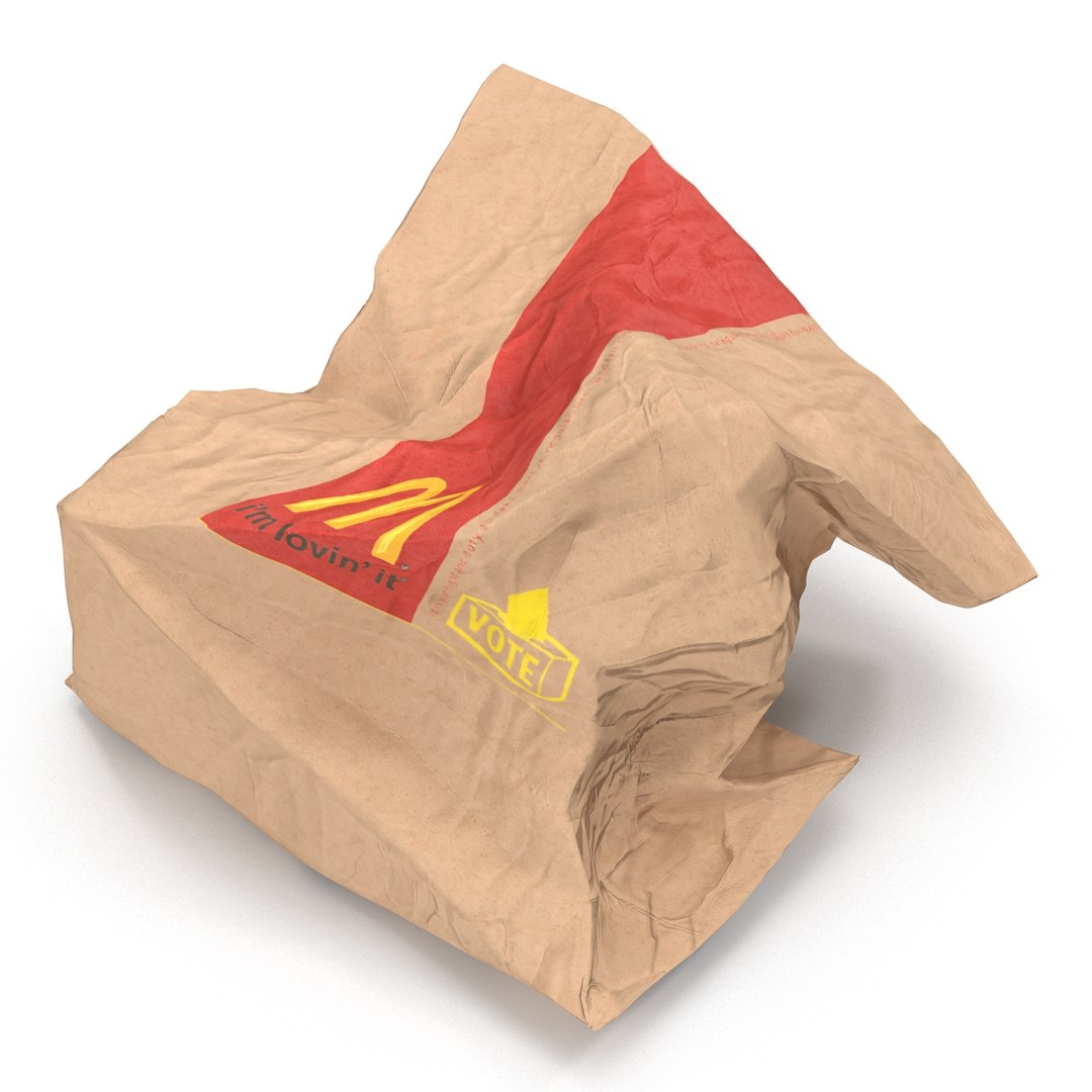 crumpled fast food paper bag max
