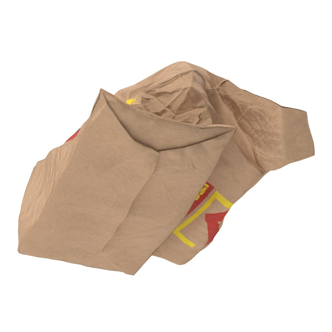 crumpled fast food paper bag max