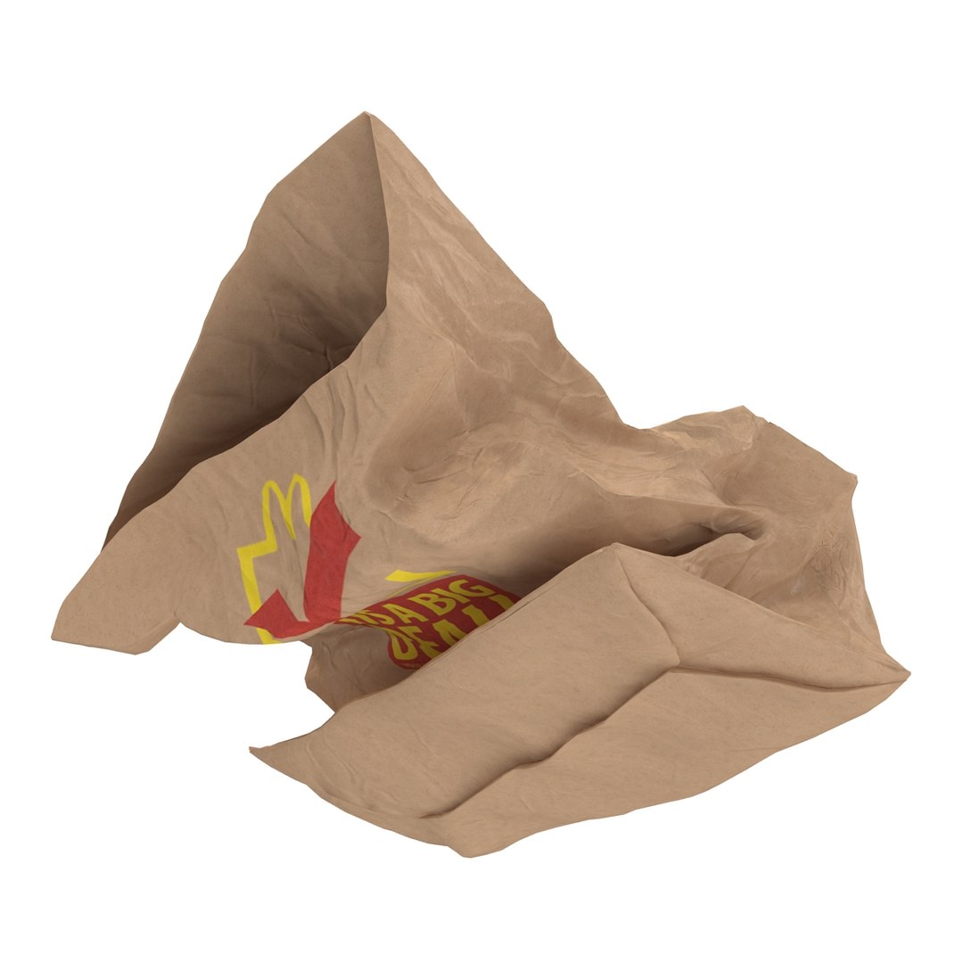 crumpled fast food paper bag max
