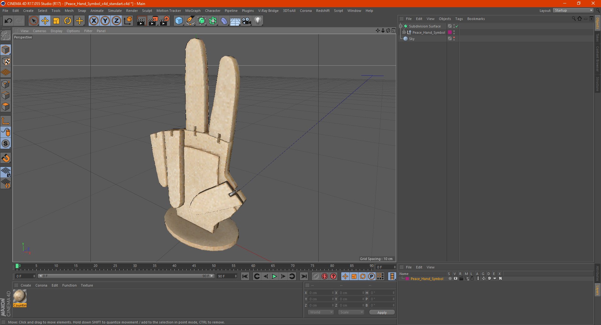 3D Model Peace Hand Symbol - TurboSquid 1818370