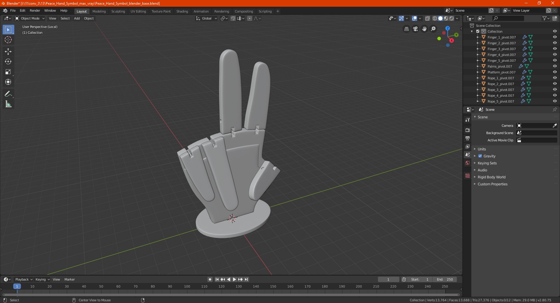 3D Model Peace Hand Symbol - TurboSquid 1818370