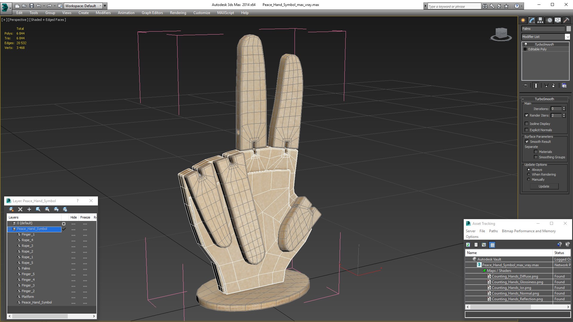 3D Model Peace Hand Symbol - TurboSquid 1818370