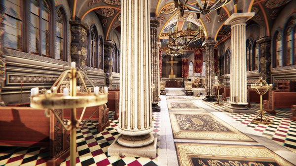 3D interior exterior church model - TurboSquid 1652298