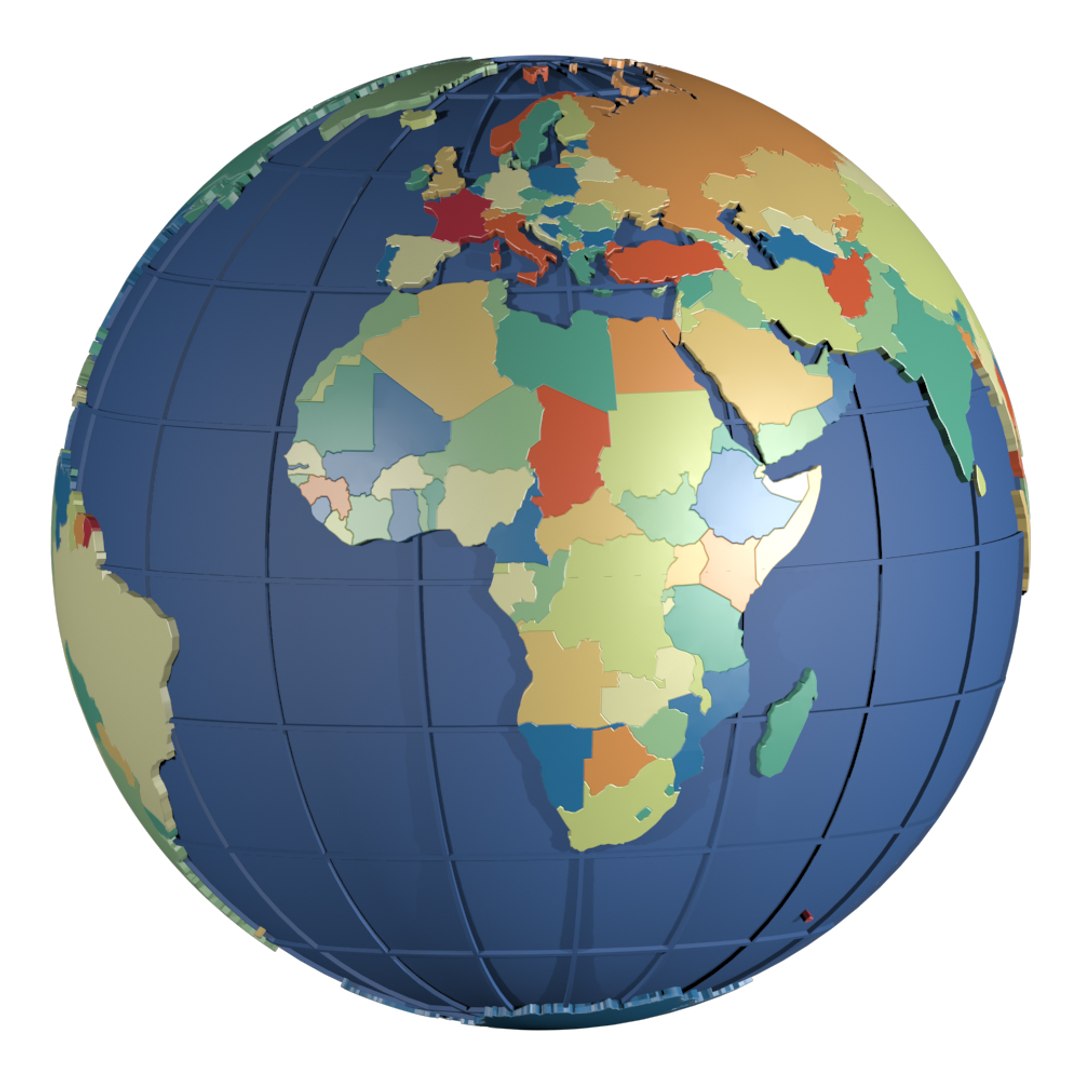 geopolitical globe 2016 political 3d model
