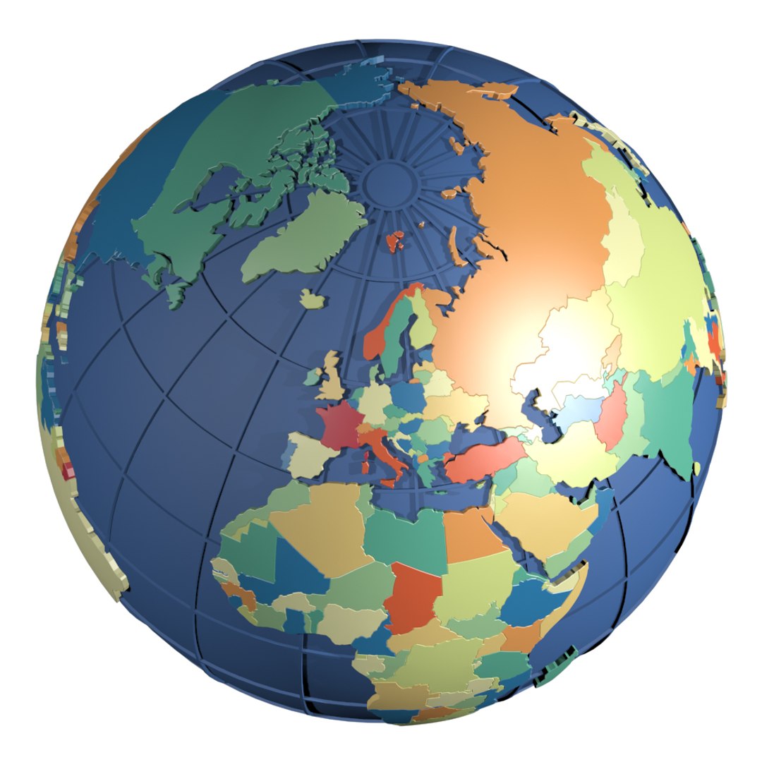 geopolitical globe 2016 political 3d model