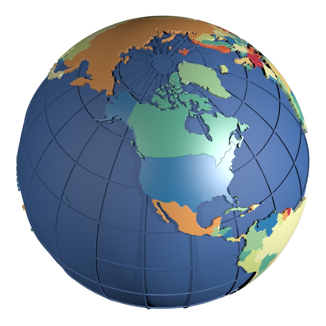 geopolitical globe 2016 political 3d model