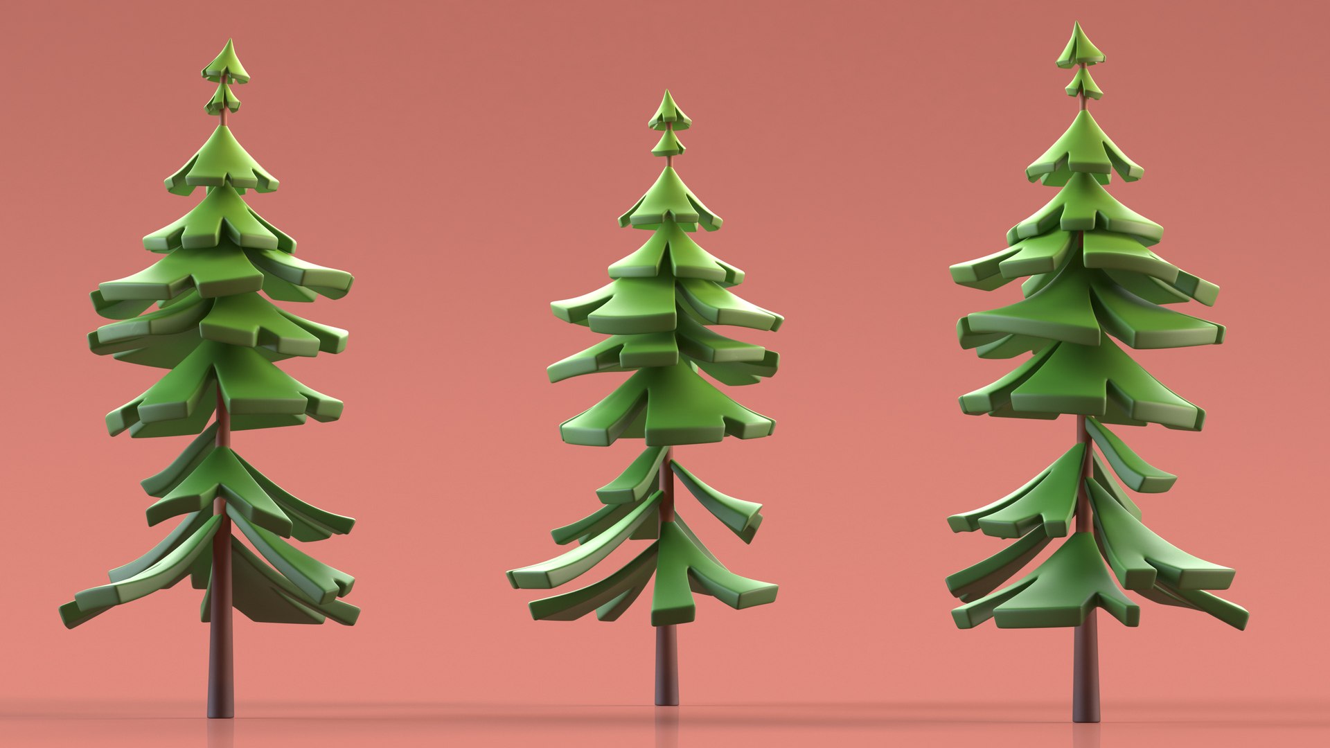 Cartoon Fur Tree Crooked Simple Coloring 3D model - TurboSquid 2169045