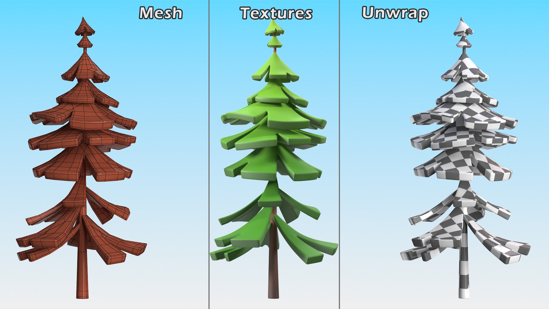 Cartoon Fur Tree Crooked Simple Coloring 3D model - TurboSquid 2169045
