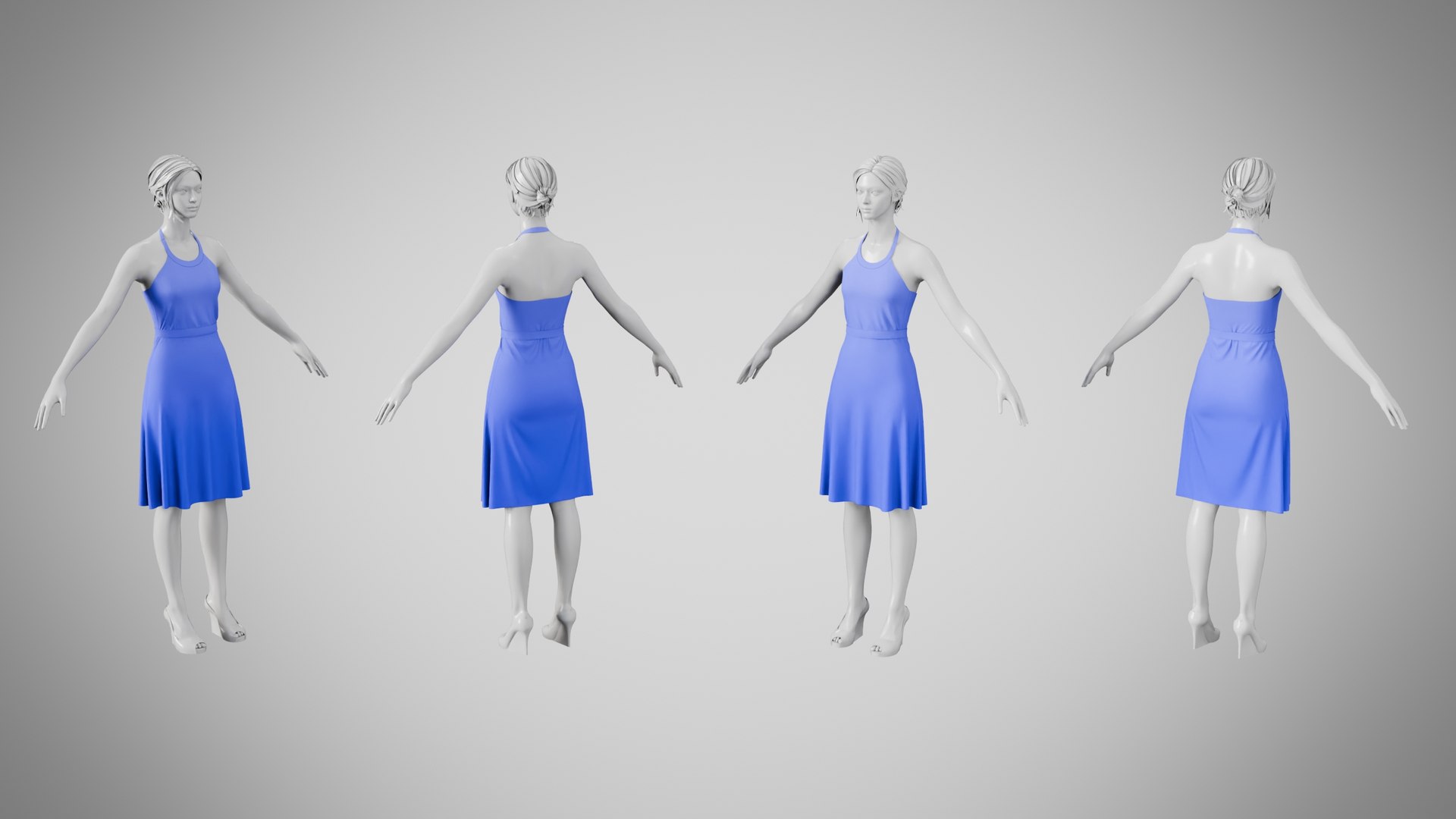 3D Dress 22 Very Light Blue Model - TurboSquid 2473533