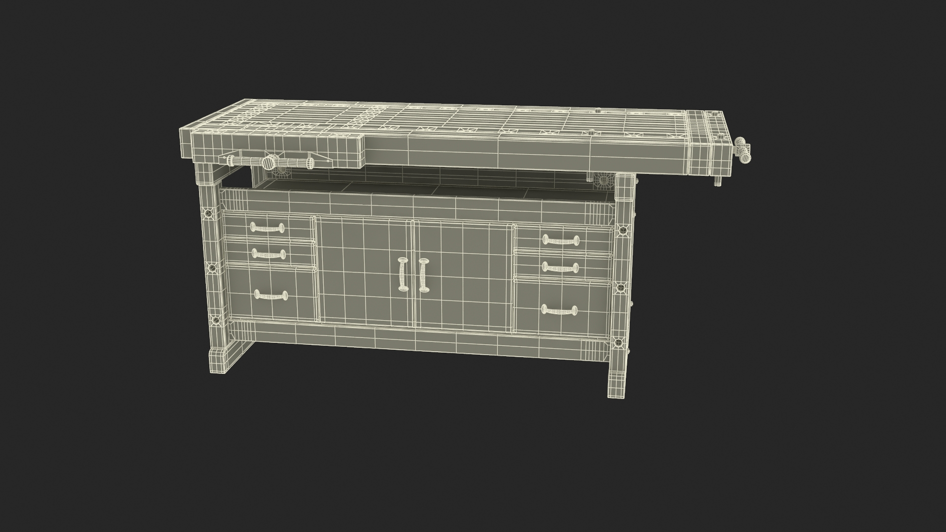 3D Workbench With Drawers And Cabinet Model - TurboSquid 2274445