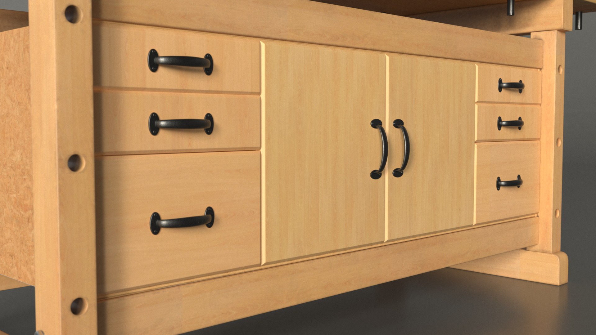 3D Workbench With Drawers And Cabinet Model - TurboSquid 2274445